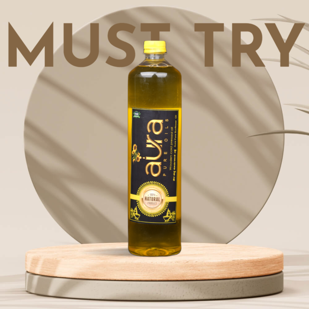 Wood Pressed Sunflower Oil | Cold Pressed | 1L | 100% Pure | 100% Natural | Aura Pure Oils ...